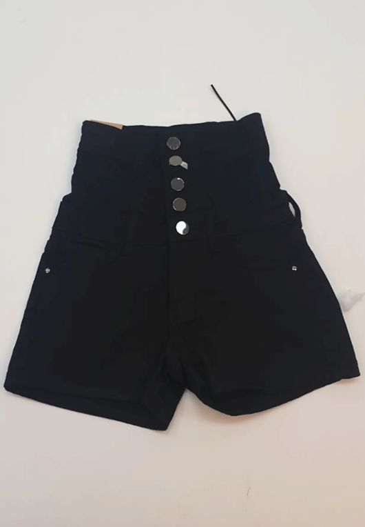 Wholesale Black High Waist Button Up Shorts
