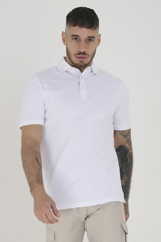 Wholesale White Pearl Button Polo Shirt | J5Fashion