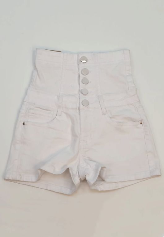 Wholesale White High Waist Button Up Shorts